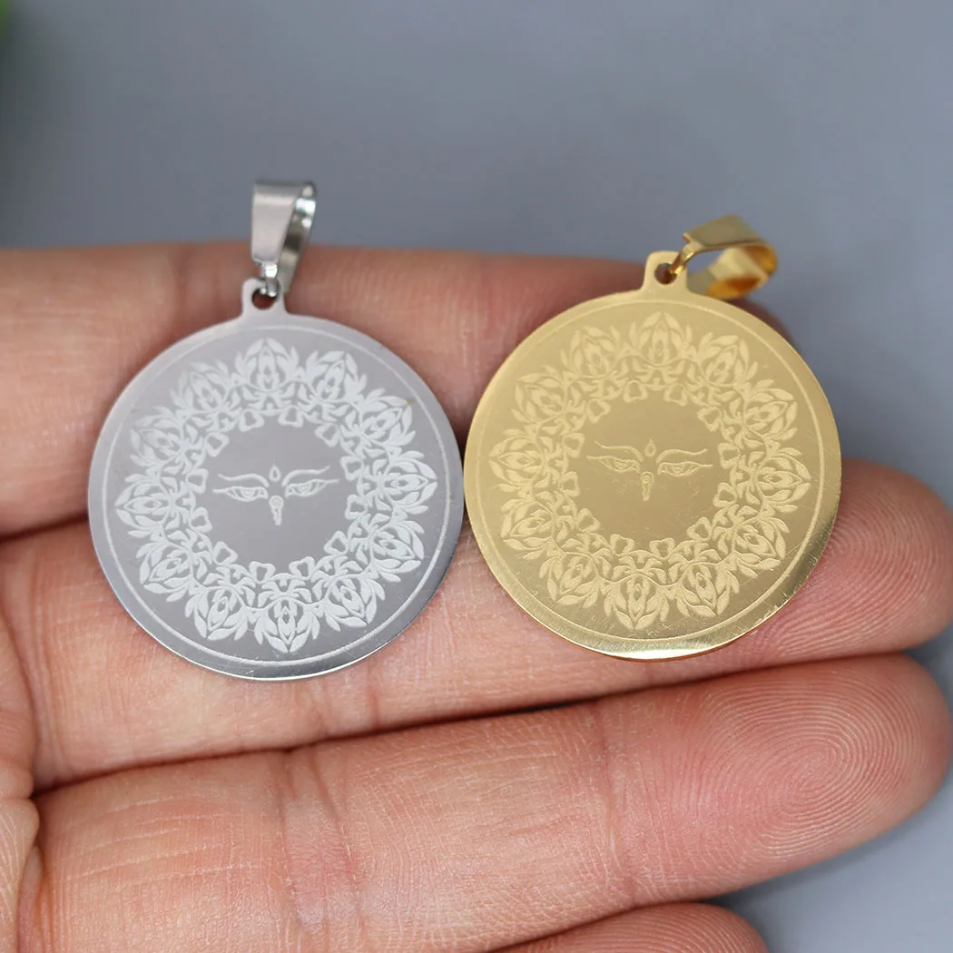 Colgante-de-acero-inoxidable-con-ojos-de-Buda-moneda-budista-de-la-paz ...