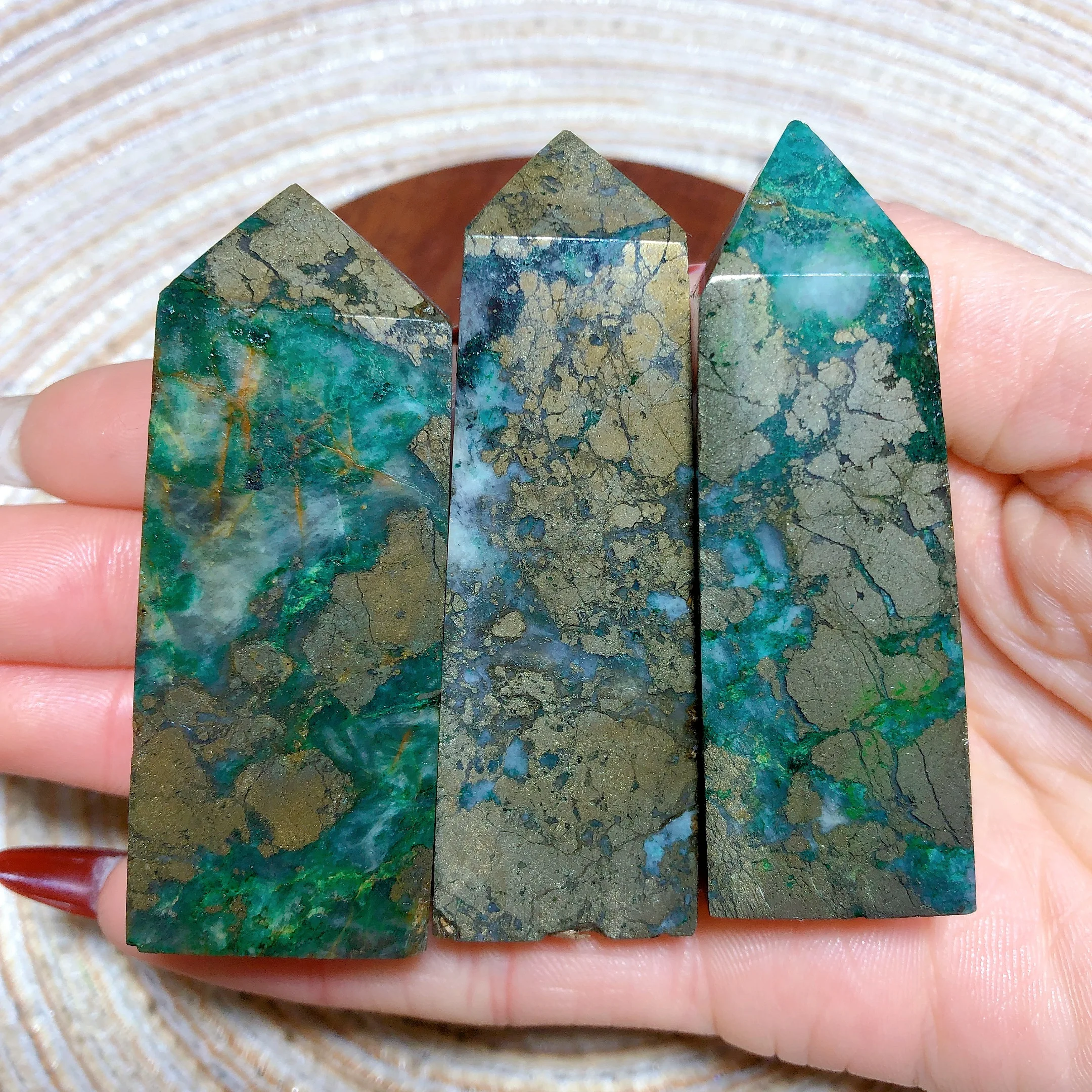 Natural-Crystal-Dioptase-Tower-Pyrite-Healing-Wholesale-Gemstone-Energy ...