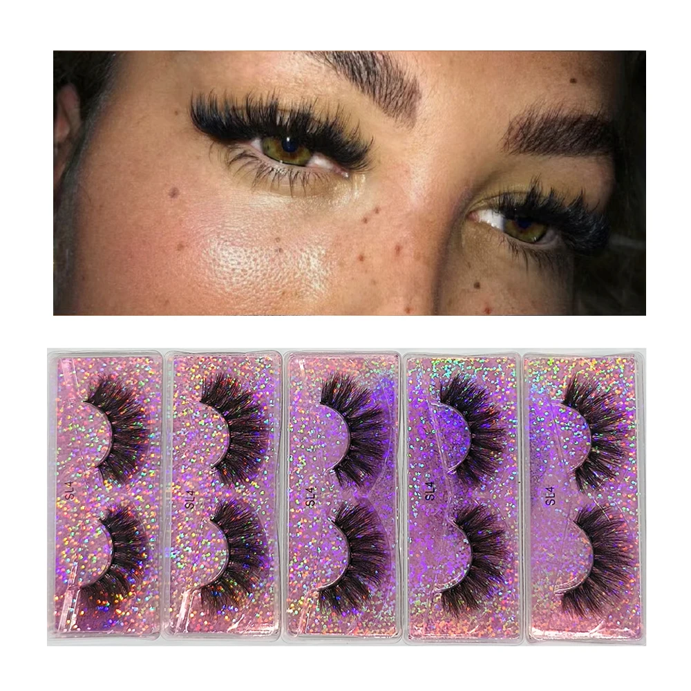 Wholesale 5 Pairs 3D Mink Lashes Fluffy Soft Wispy Natural Cross ...
