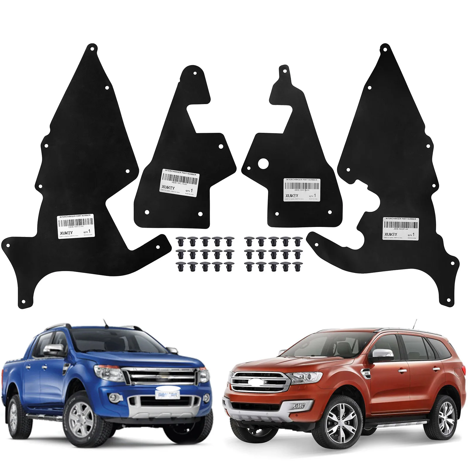 4PCS-RUBBER-Splash-Shields-For-Ford-Ranger-P375-PX-T6-2011-2023-Everest ...