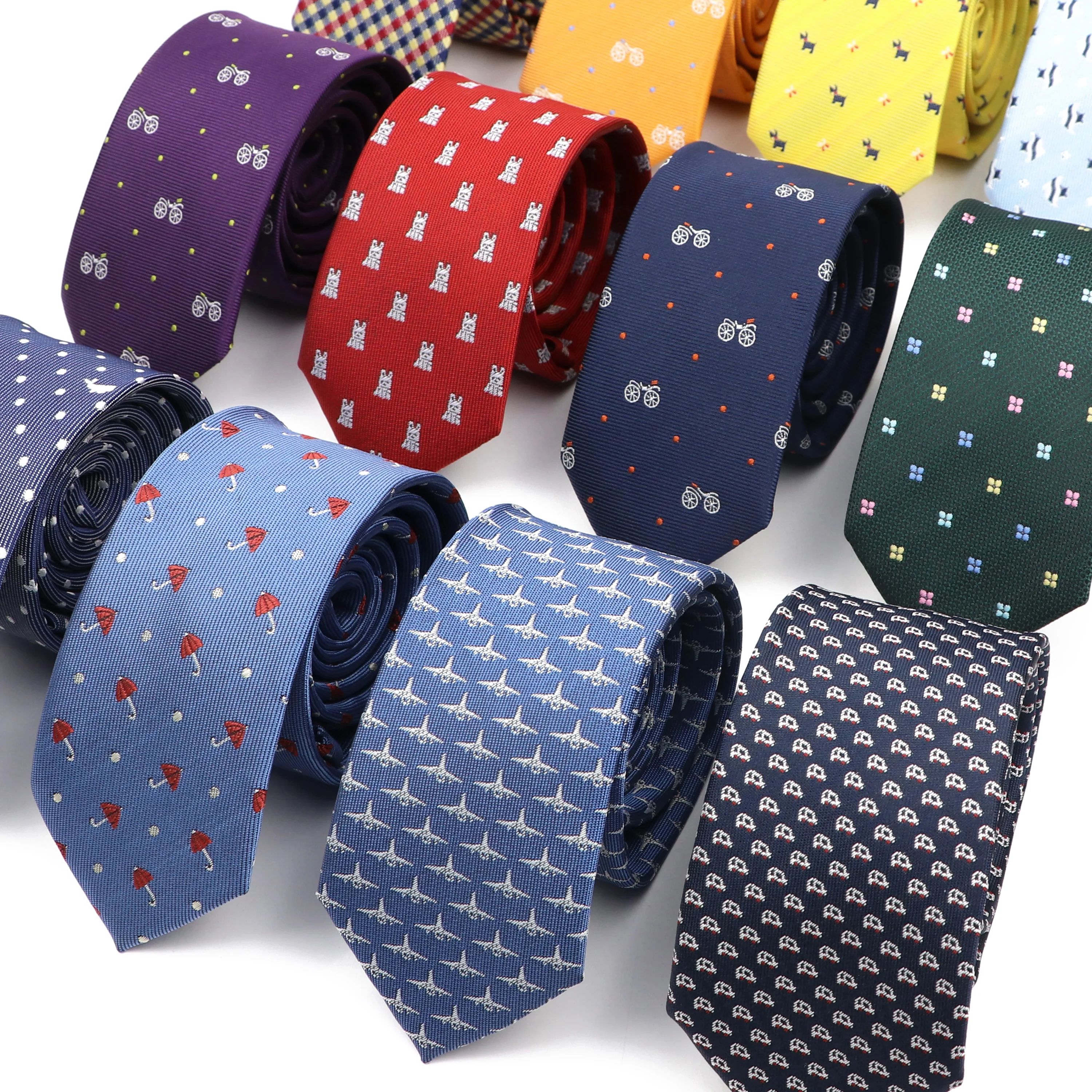 6cm Casual Slim Ties For Men Novelty Skinny Red Blue Green Neckties ...