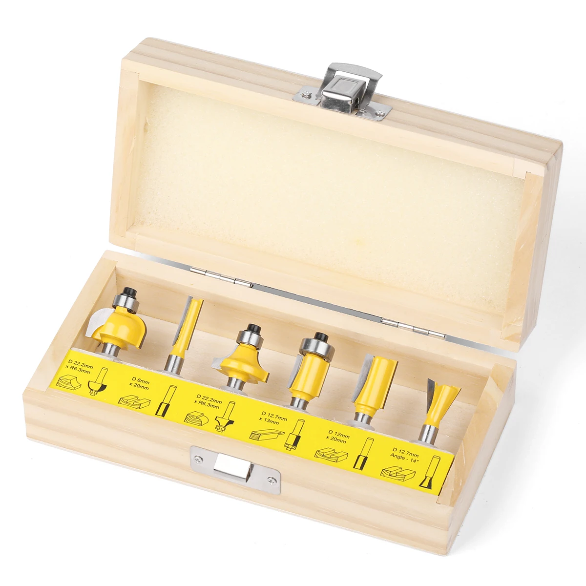 6Pcs-6mm-1-4-Shank-Solid-Cemented-Carbide-Router-Bit-Tools-Set-Trimming ...