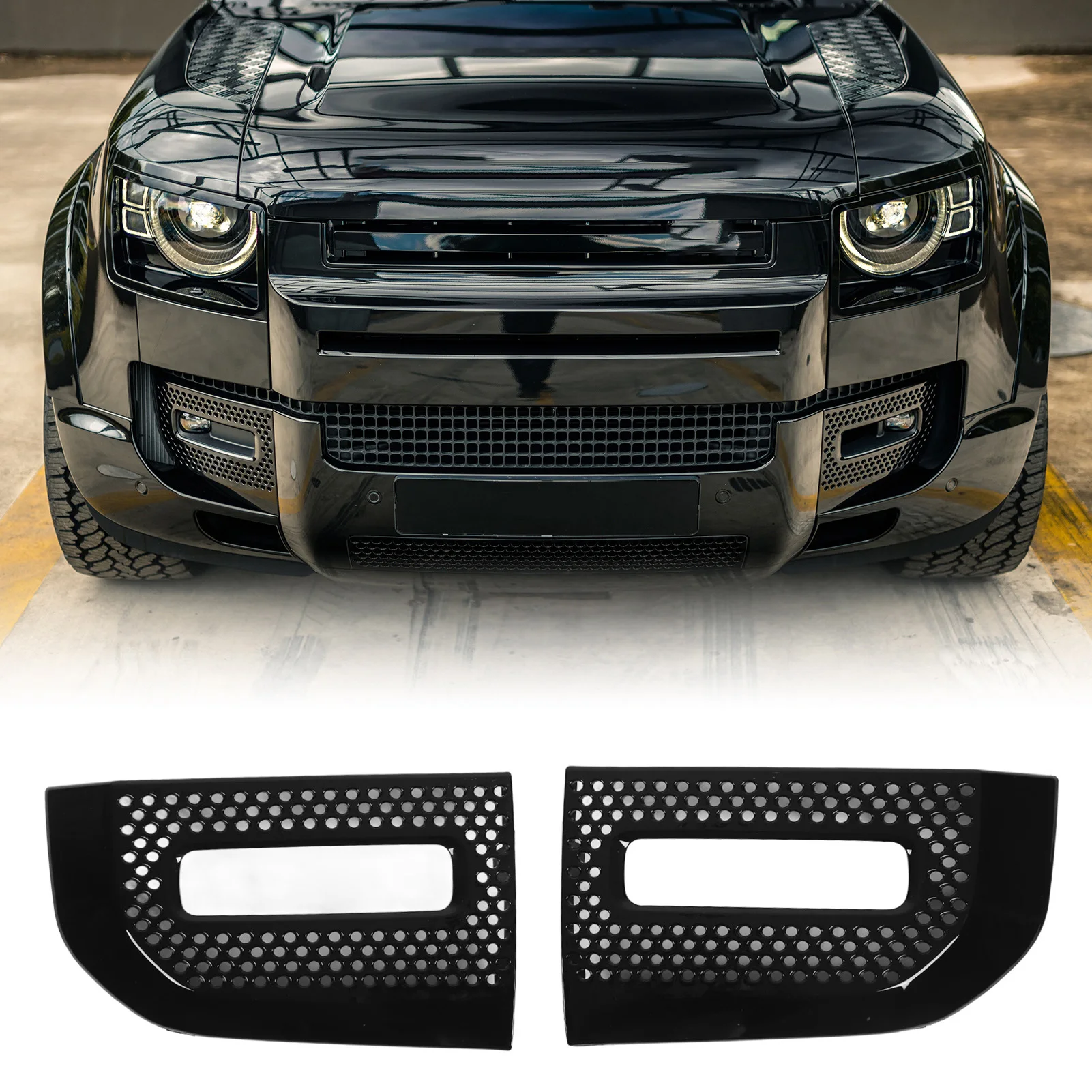 Gloss-Black-Fog-Light-Grille-Cover-Trim-Bezel-LR129432-Replacement ...