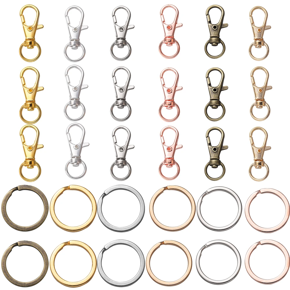 20Pcs Split Key Ring Swivel Lobster Clasp With Key Ring Connectors For ...