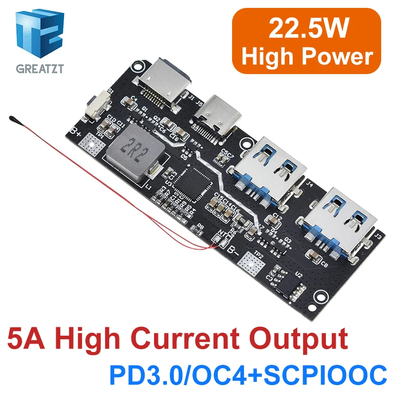 QC4.0 QC3.0 LED Dual USB 5V 4.5A 22.5W Micro/Type C USB Mobile Power Bank 18650 Charging Module ...