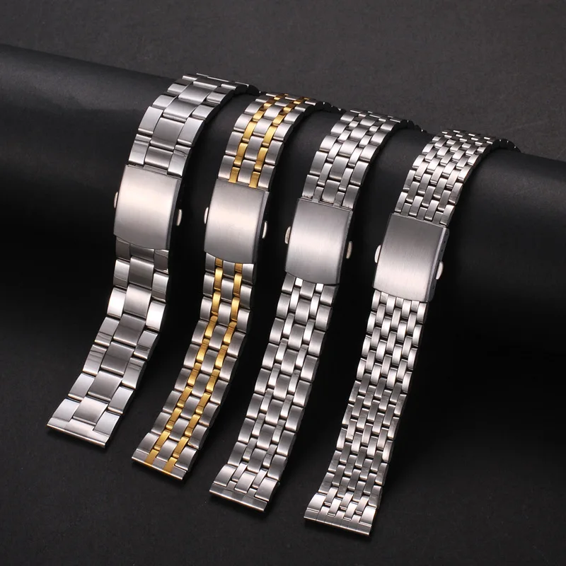 Stainless-Steel-Watch-Band-Universal-Strap-Folding-Safety-Buckle-for ...