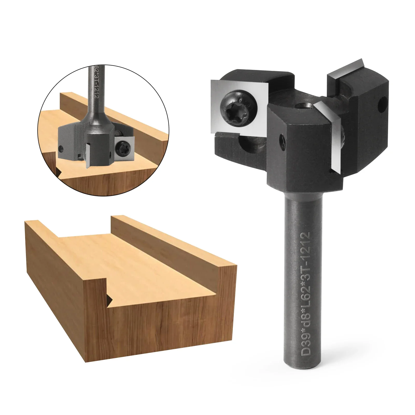 3-Flute Wood Planer Bit 33/37/39/50.8/61mm Cutting Diameter 8mm 12mm 1 ...