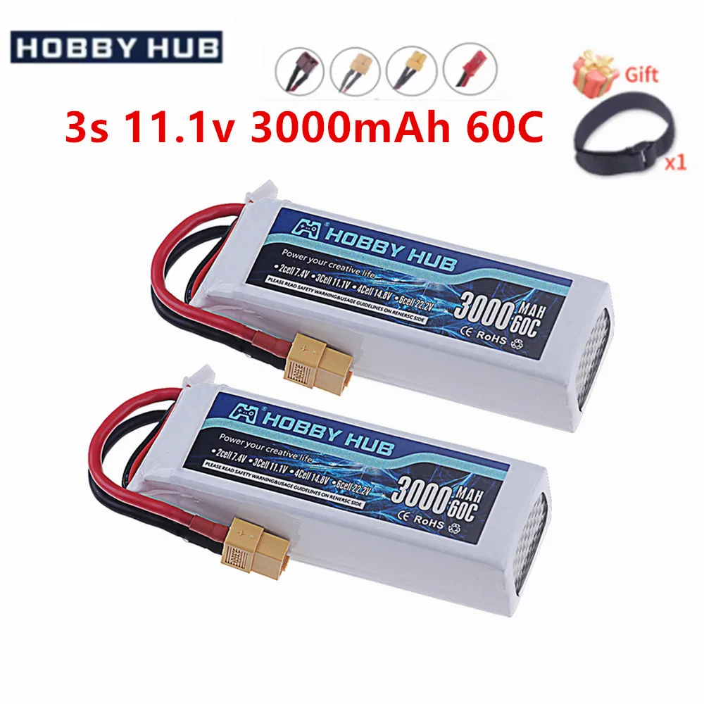 3S Lipo Battery 11.1V 3000mAh 60C with XT60 T XT30 JST Plug For RC ...