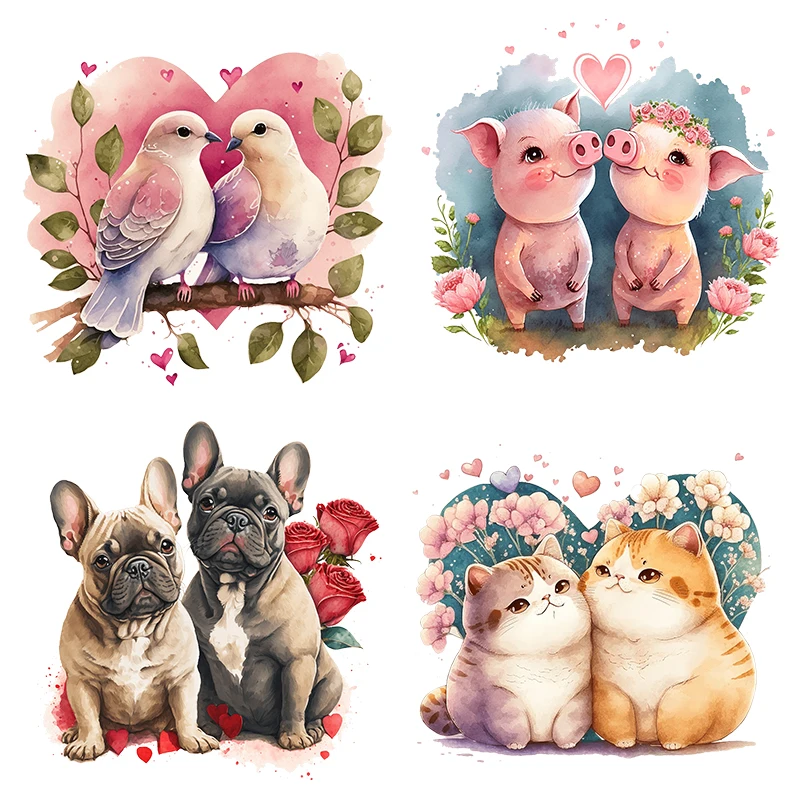 T375-Cute-Parrot-French-Bulldog-Pig-Cat-Couple-Wall-Sticker-Toilet ...
