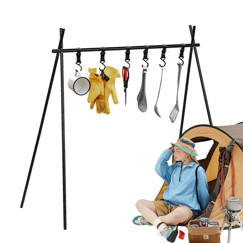 Camping-Hanging-Rack-Shelf-Portable-Folding-Outdoor-Tripod-Shelf ...