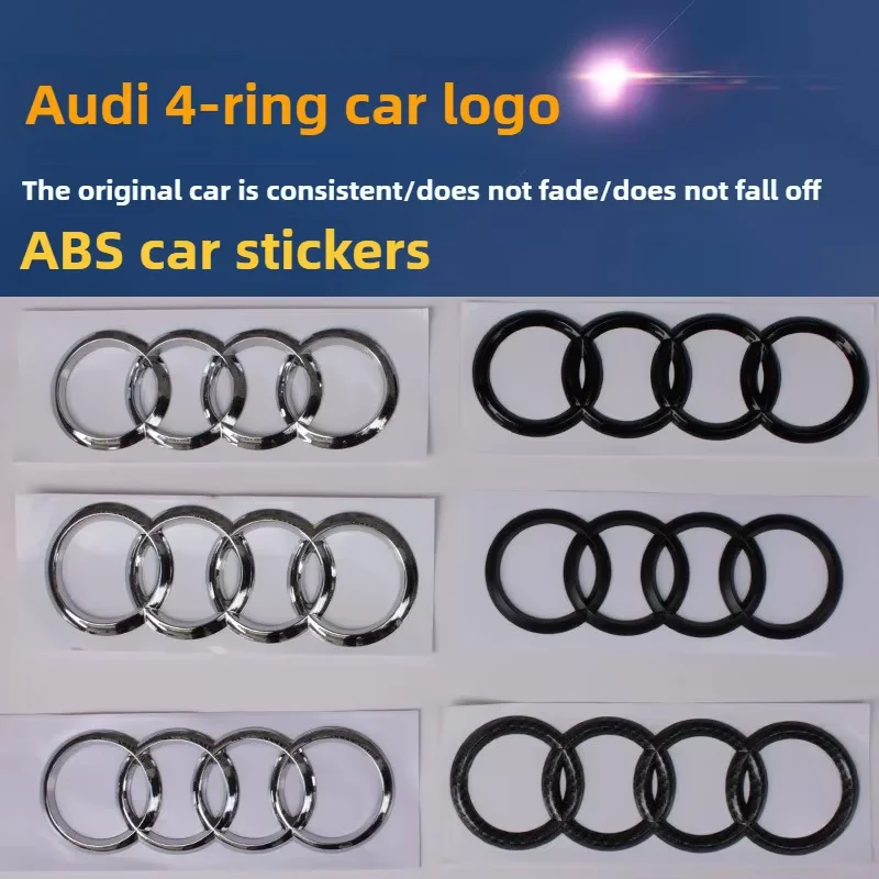 Car Logo Badge Black Silver Car Front Grille Rear Trunk 4Ring Emblem ...