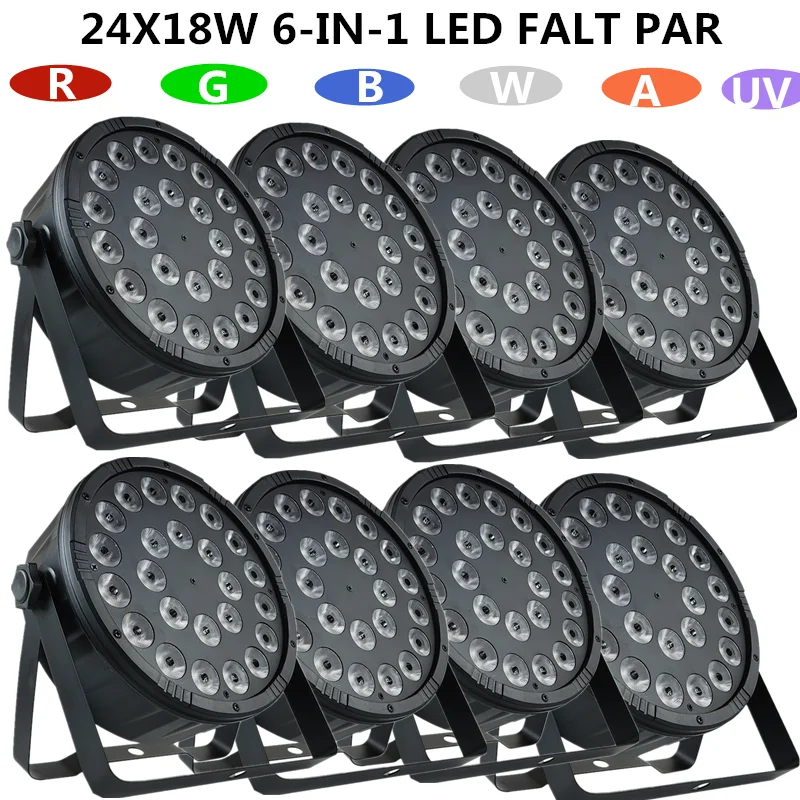 8PCS/ RGBWA UV LED PAR 24X18W 6-in-1 PAR Light / disco light,par led ...