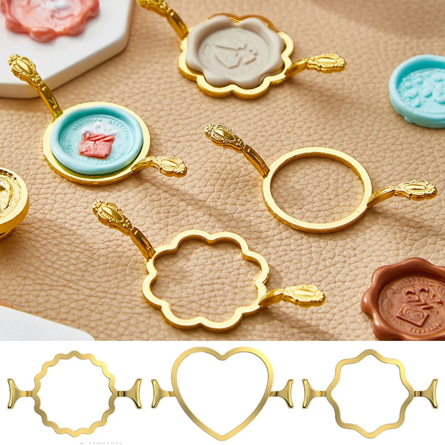 Wax Seal Stamp Rings Metal Sealing Wax Molds Holder for DIY Scrapbook ...