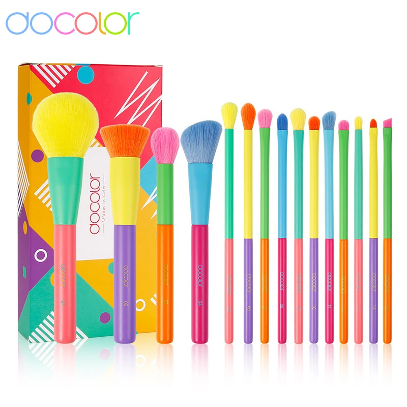Docolor Colorful Makeup Brushes Set Cosmetic Foundation Powder Blush ...