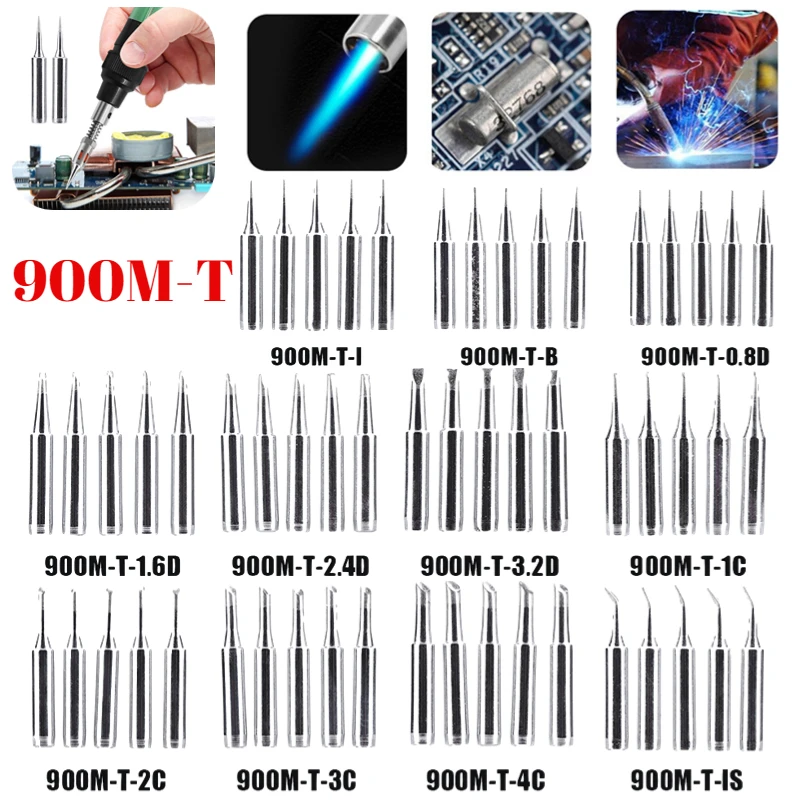 5-8pcs-900M-T-Copper-Soldering-Iron-Tip-Replacement-Electric-Welding ...
