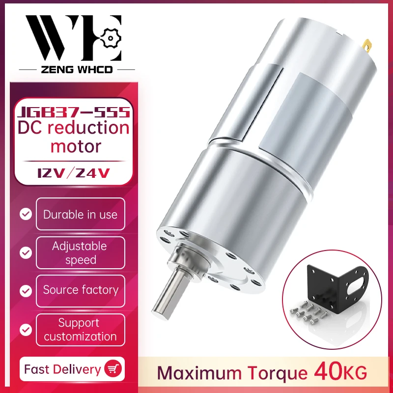 JGB37-555-Micro-Gear-DC-Reducer-12v-24v-Extended-Shaft-High-Torque-Low ...
