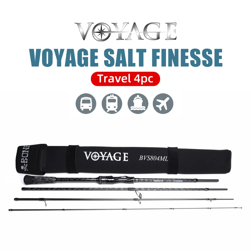 Bone Voyage Salt Finesse 4 Piece Fishing Rod Light 90G Spinning Casting ...