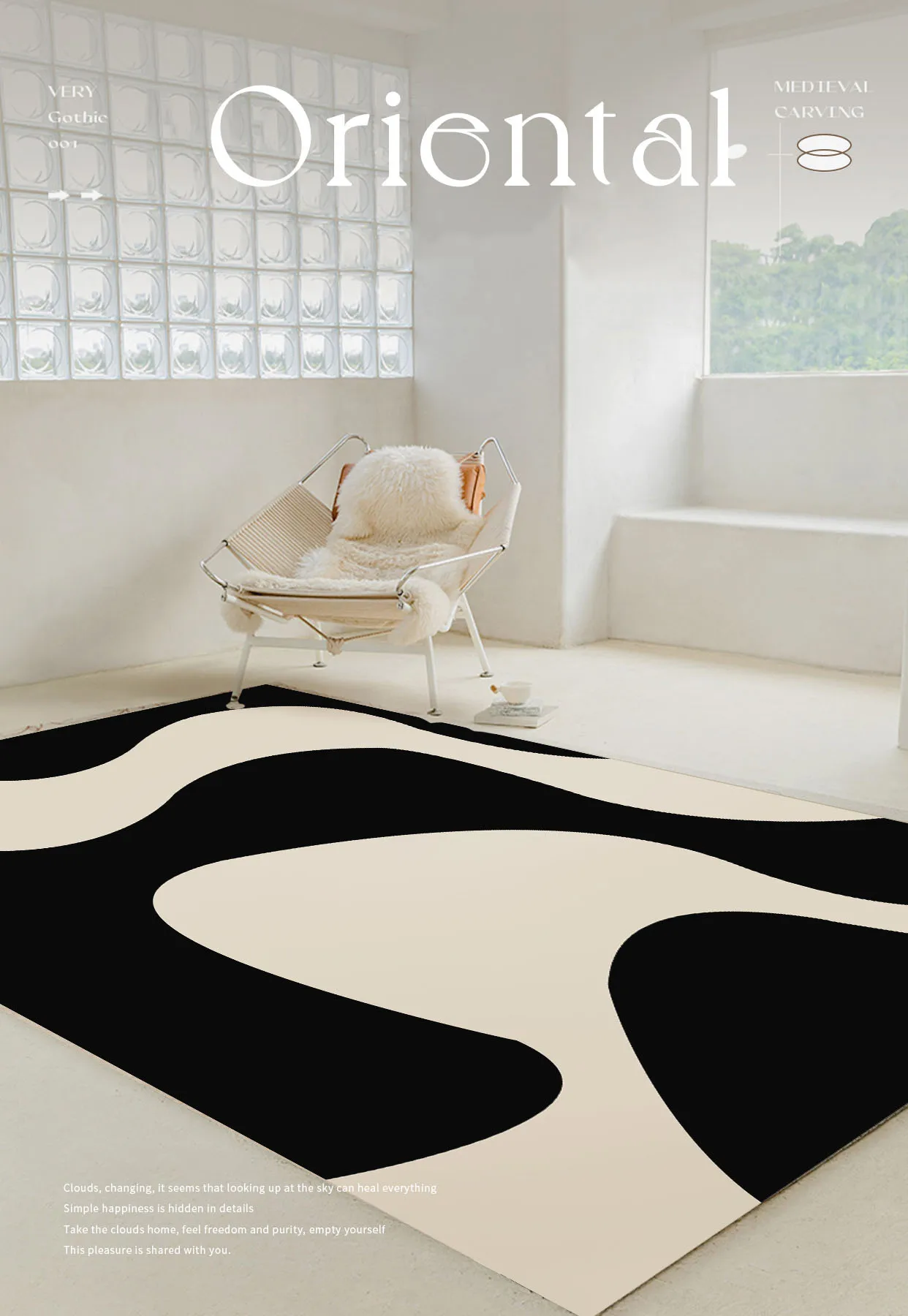 Black-White-Abstract-Line-Rug-Comfortable-Refreshing-Bedroom-Rugs-Large ...