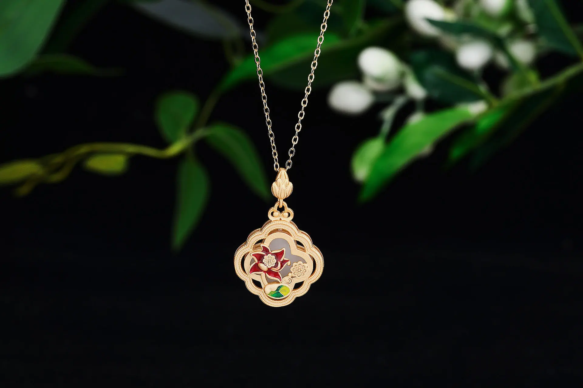 Hetian-jade-trevo-esmalte-l-tus-pingente-para-mulheres-j-ias-de-luxo ...