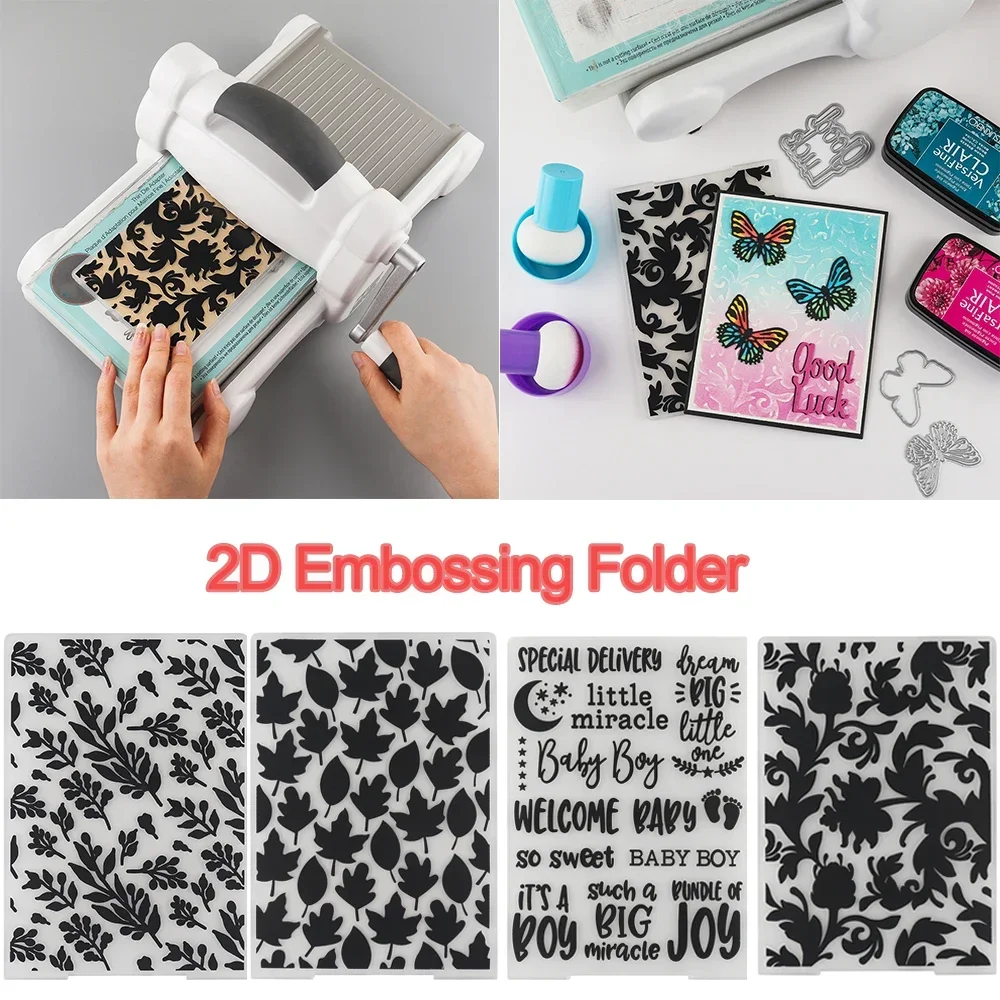 4pcs-set-2D-Embossing-Folder-Swirl-Leaves-Transparent-Plastic-Plates ...