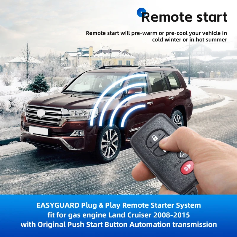 EASYGUARD Remote Starter Kit for Land Cruiser 2008-2015 with oem push button ONLY Plug and Play ...