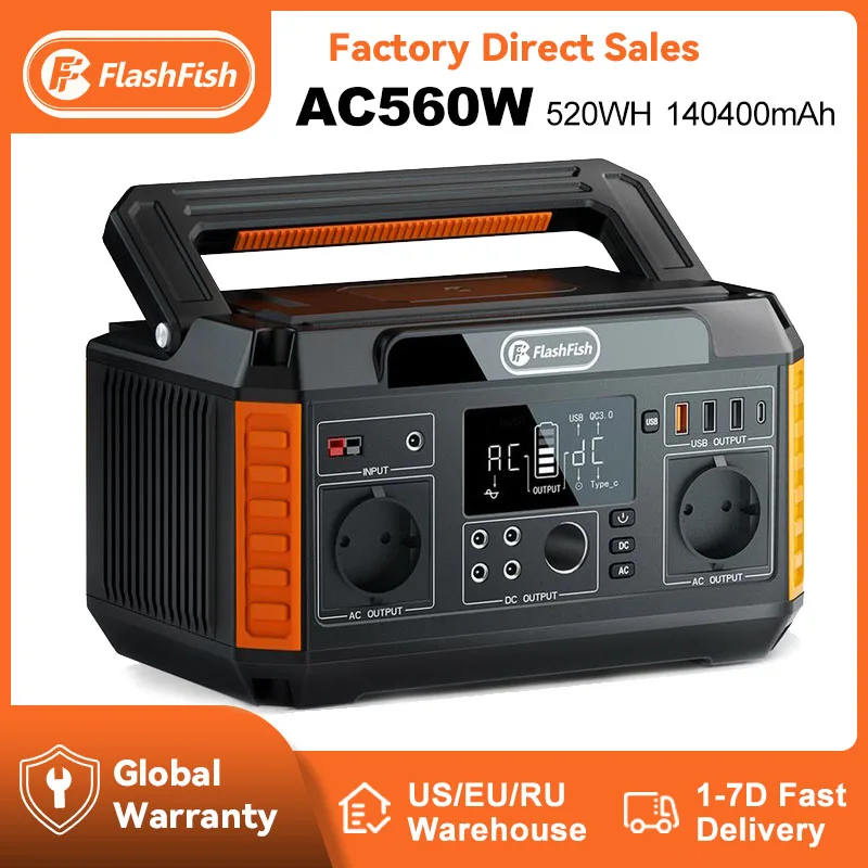 Flashfish Solar Generator Backup Battery | Portable Power Station Solar ...