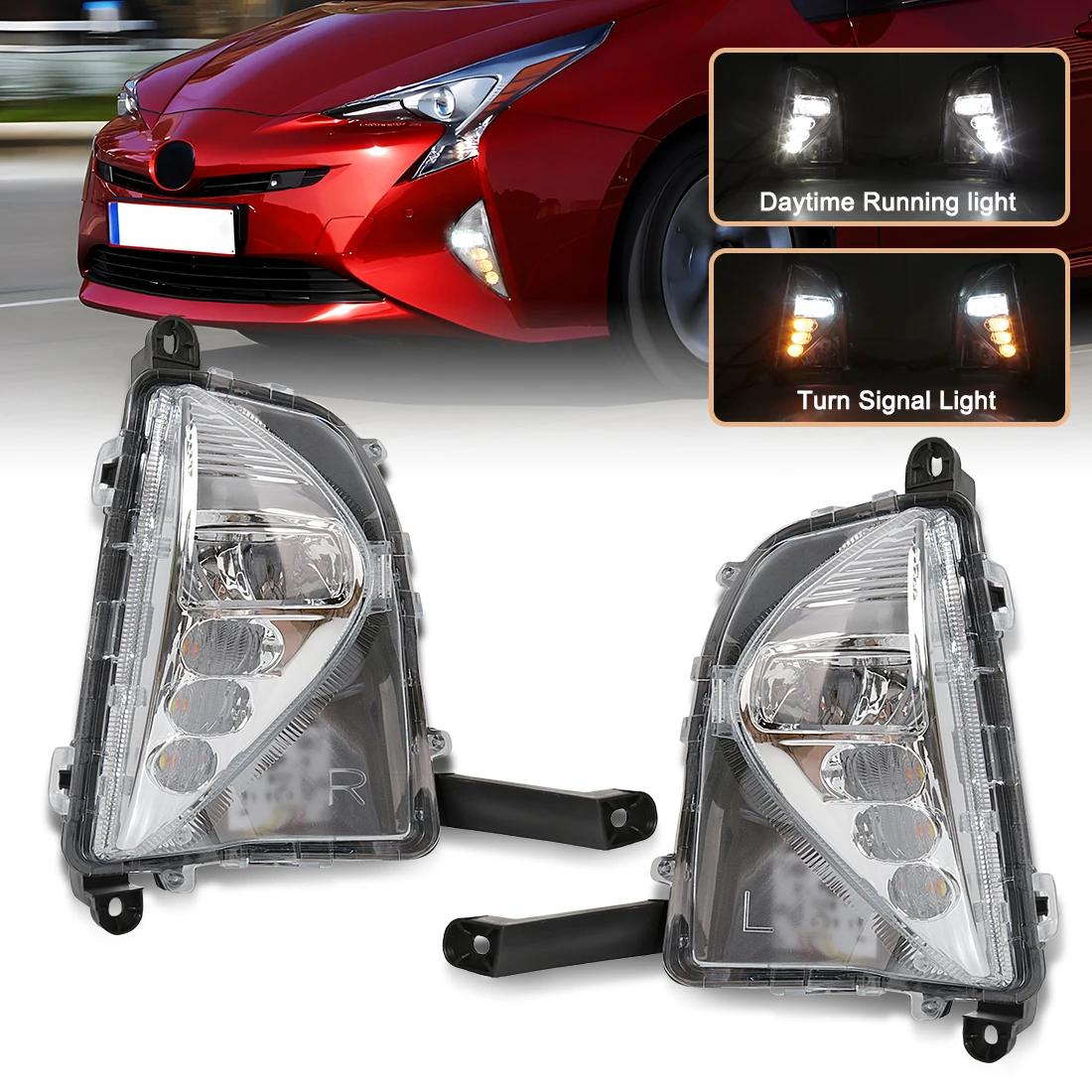 For-Toyota-Prius-2016-2017-2018-Car-DRL-LED-Fog-Lamps-Daytime-Running ...