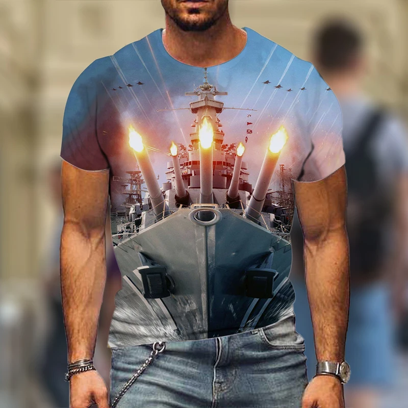 New-World-Warship-T-Shirt-Men-s-T-Shirt-War-Theme-3D-Print-Tshirts ...