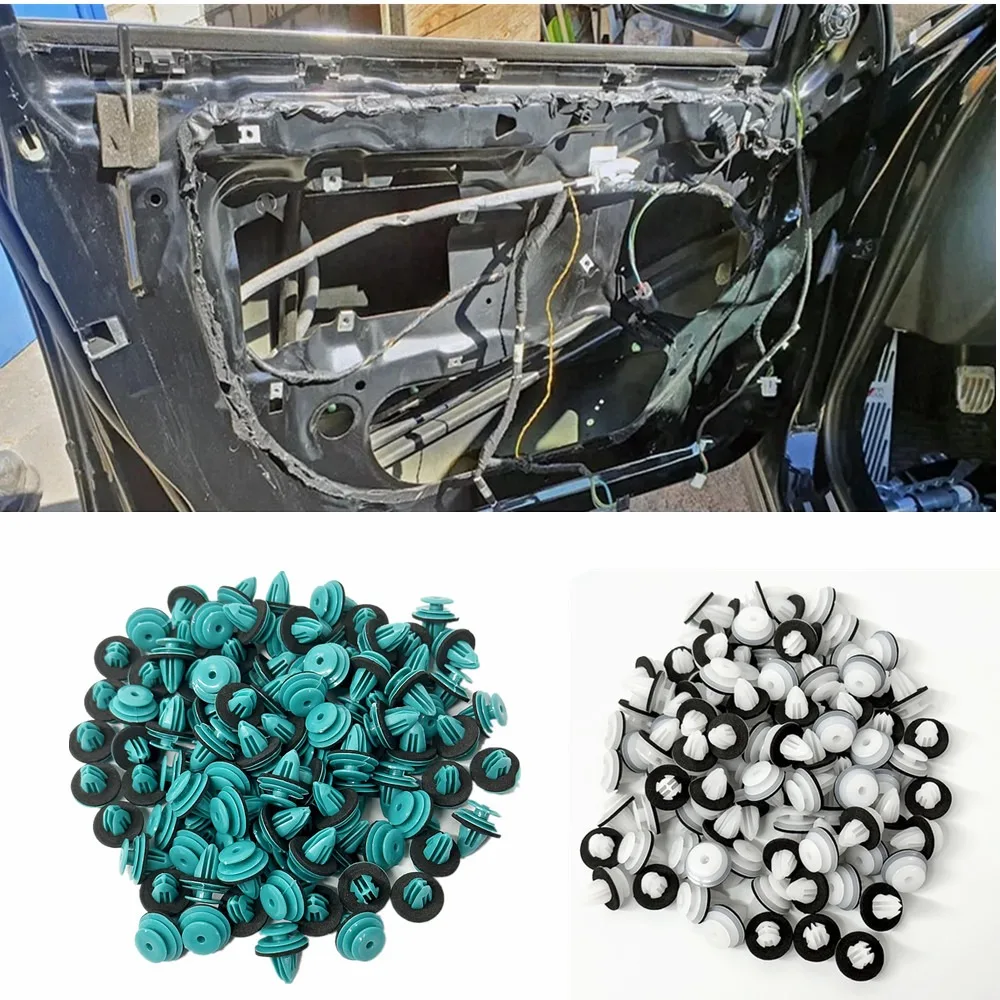 100Pcs-Car-Fastener-Clip-With-Seal-Ring-Auto-Body-Push-Retainer-Pin ...