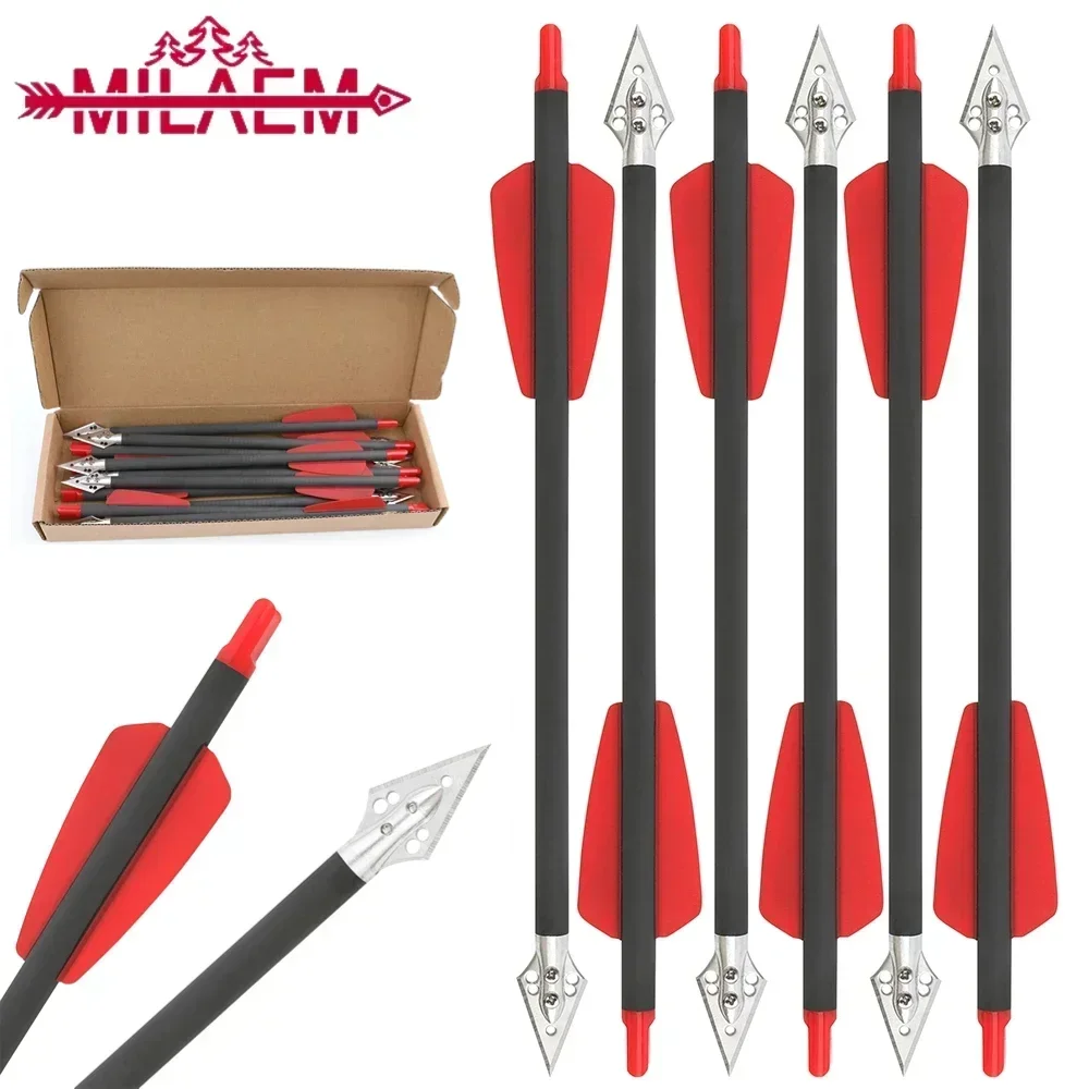 Archery-Arrows-Pure-Carbon-Shaft-Aluminium-Broadhead-with-2-Inch-Red ...