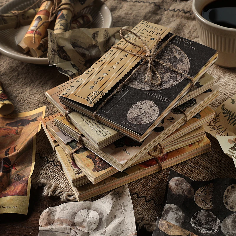 JIANQI 60 sheet Creative Scrapbook Vintage Materials Paper Combo Kit ...