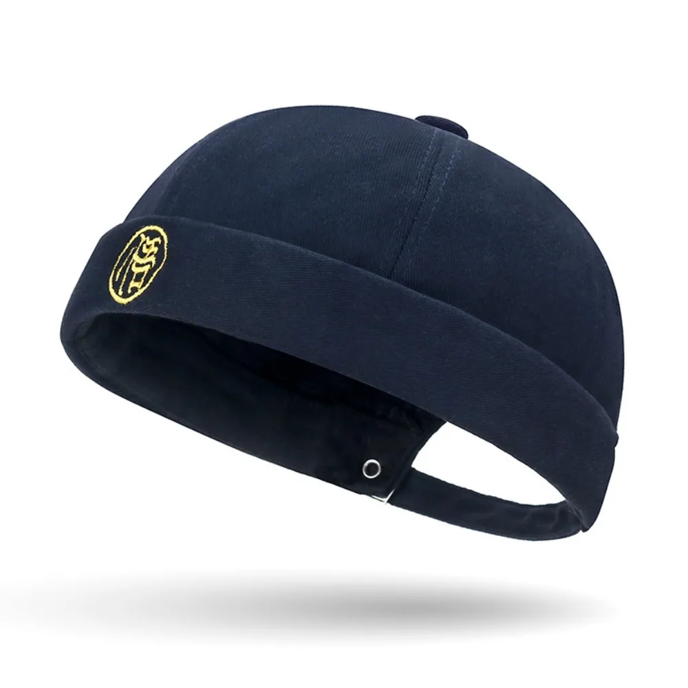 Cotton Round Hat Hot Sale Adjustable Brimless Hip Hop Hat Solid Vintage ...