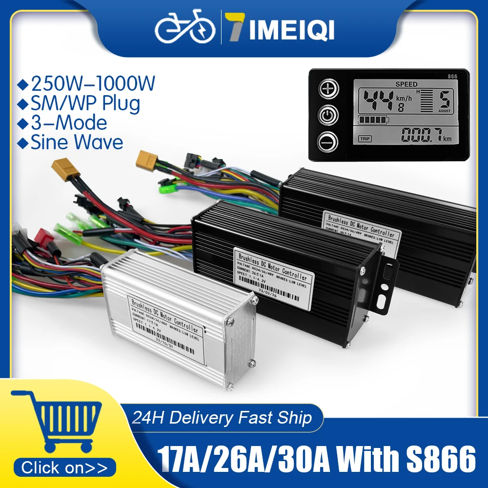 Ebike Sinawave 컨트롤러, 휠 허브 모터 변환 부품, 36V, 48V, 17A, 26A, 30A, 36V, 48V ...