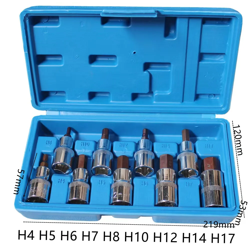 9pcs 1/2 Hex Bit Socket S2 Hexgon Bits Adapter Allen Key for Torque Spanner Ratchet Socket ...