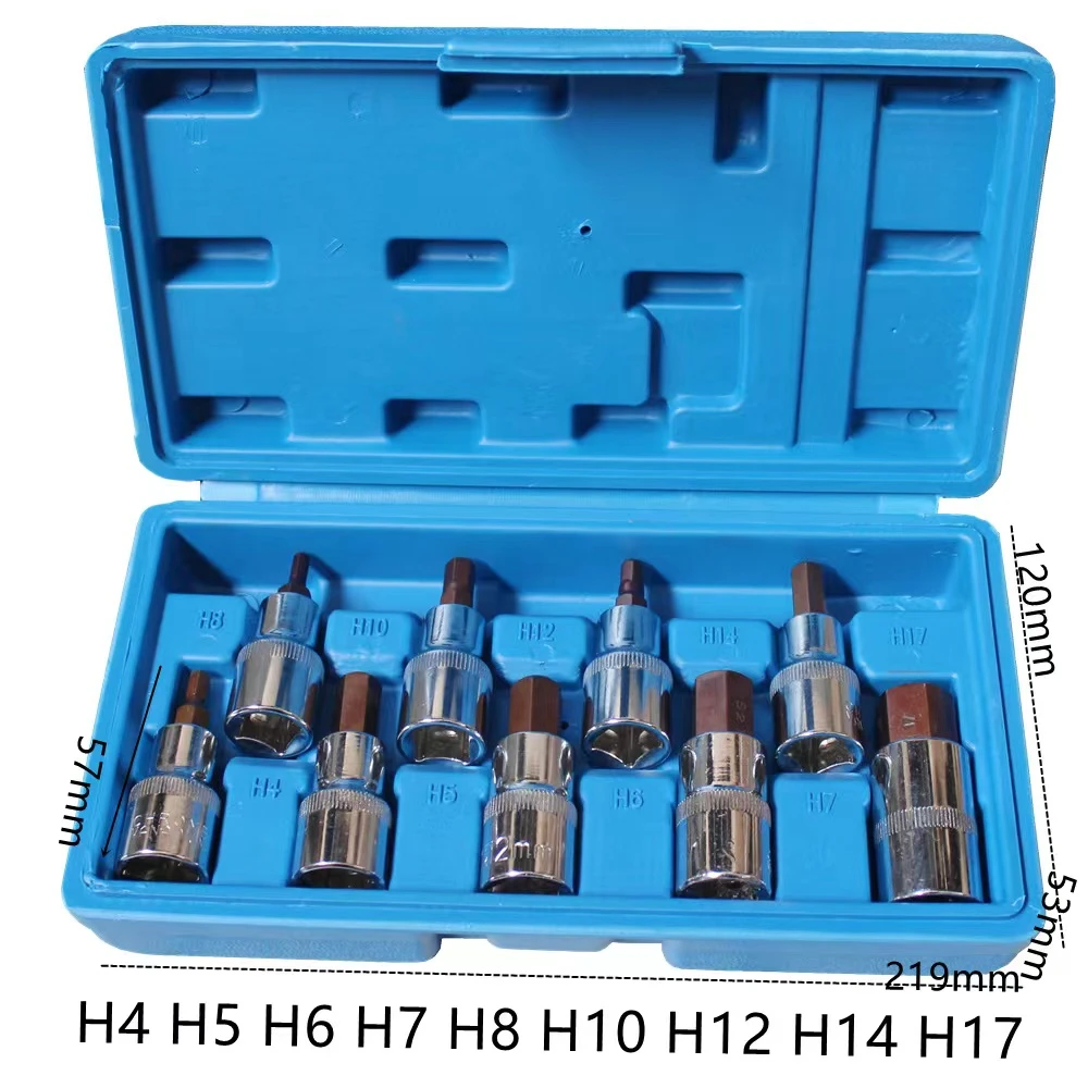 9pcs 1/2 Hex Bit Socket S2 Hexgon Bits Adapter Allen Key for Torque Spanner Ratchet Socket ...