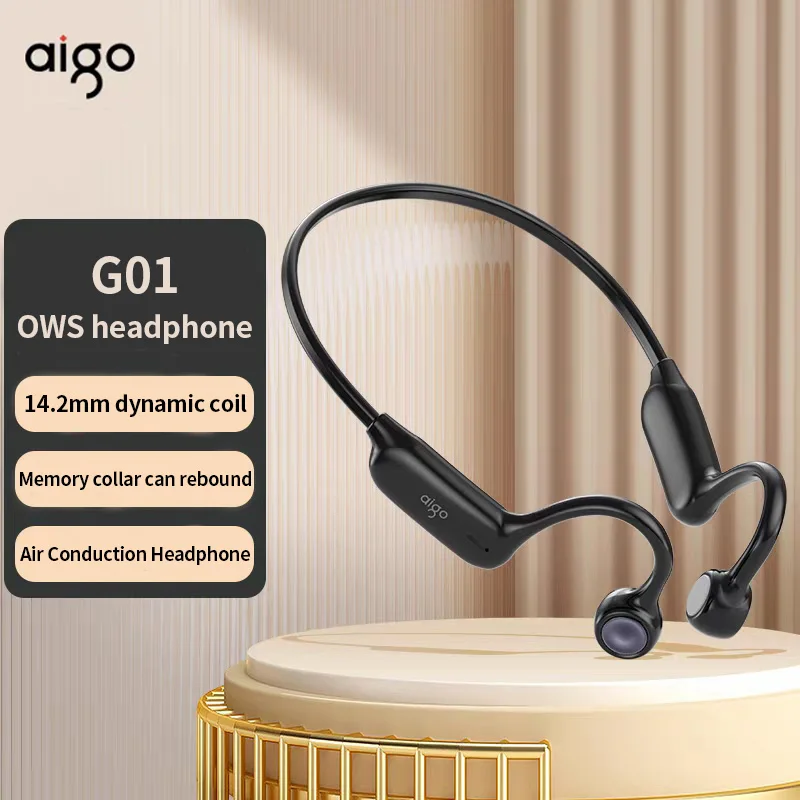 Aigo G01 Bluetooth Earphone Wireless Sport Air Conduction Non in Ear ...