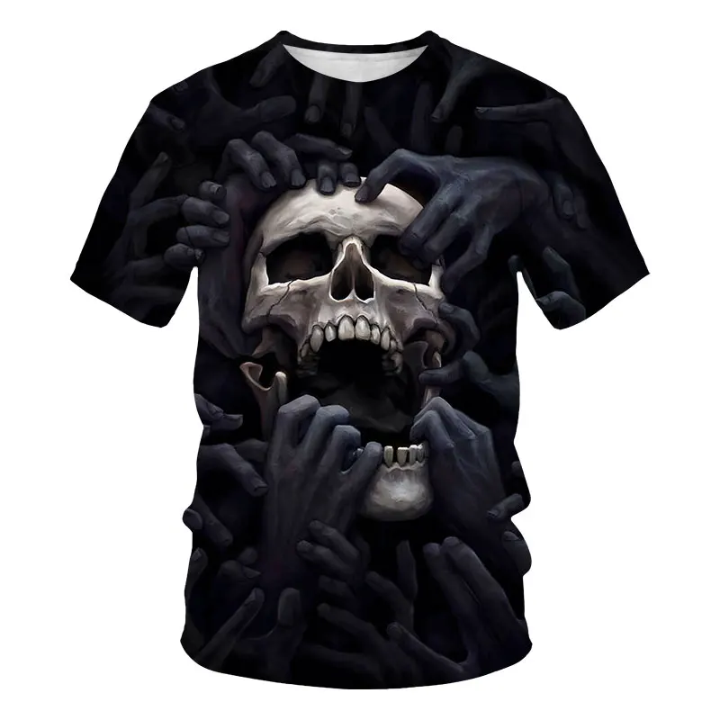 Vintage Skull T-shirts For Men Clothing Retro Men's T-shirt Hip Hop ...