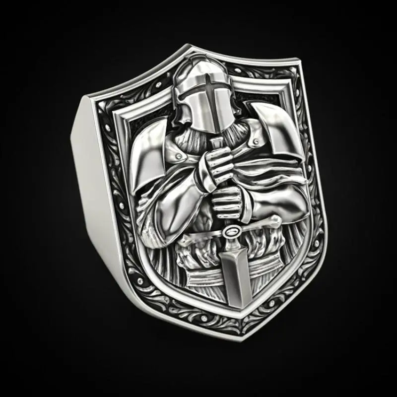 Mens-Jewellery-Crusader-Knight-Handmade-Embossed-Signet-Rings-for-Men ...