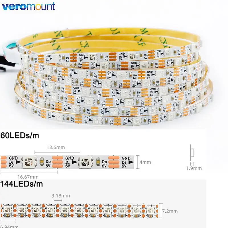 DC-5V-SK6812-WS2812B-Addressable-Pixel-LED-Strip-4mm-7mm-Narrow-Width ...