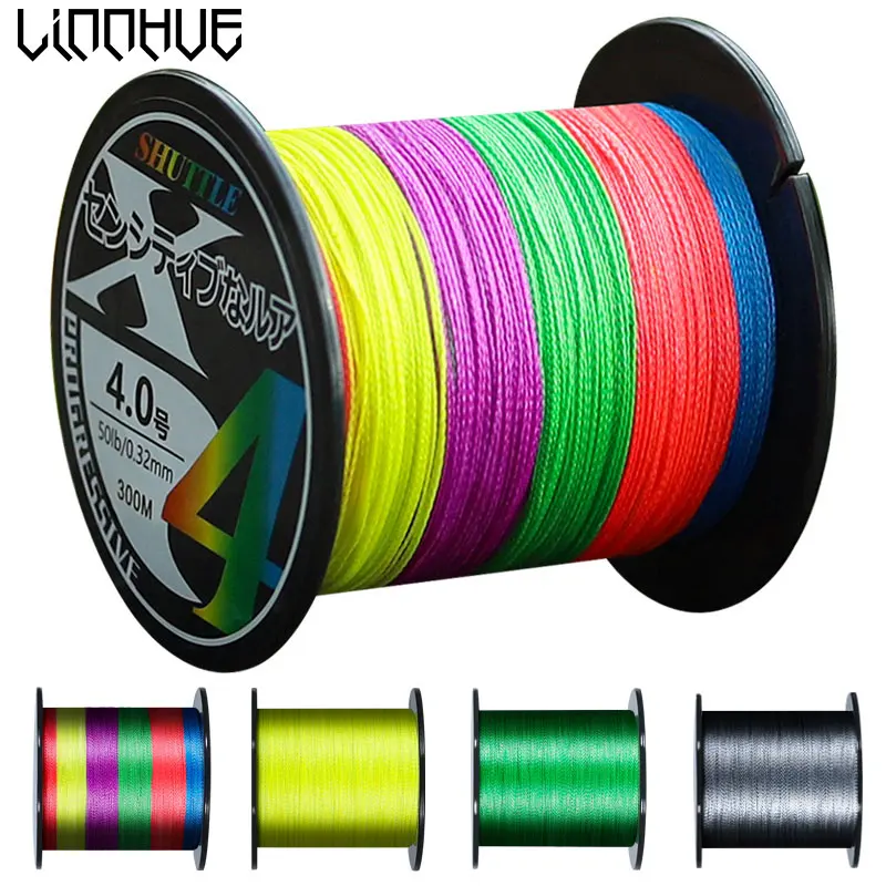 LINNHUE-Fishing-Line-4-Strands-300M-PE-Braided-18-85LB-Multifilament ...