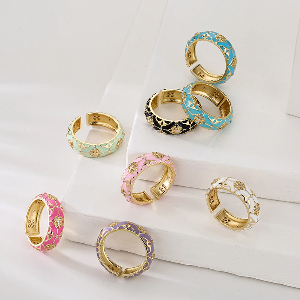 Enamel Engagement Ring | Enamel Finger Rings | Enamel Flower Ring ...