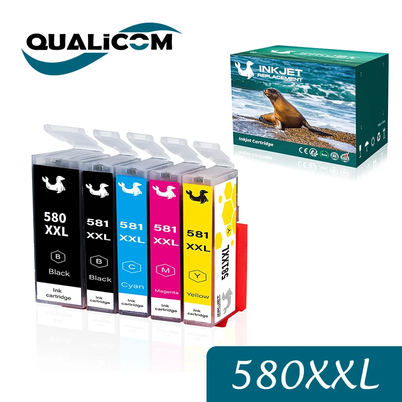 580XXL 581XXL PGI580 CLI581 1SET 5PSC Compatible Ink Cartridge for ...