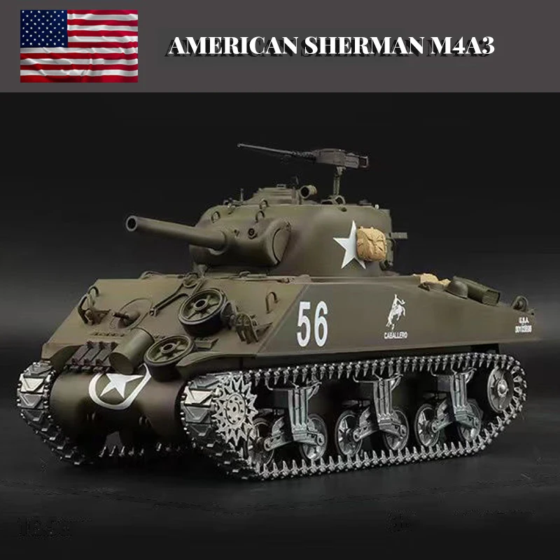 Henglong 3898-1 Metal US M4A3 Main Battle Tank RC Model US Sherman 1:16 ...