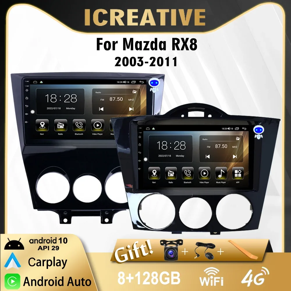 2Din-For-Mazda-RX8-2003-2011-4G-CARPLAY-Android-Car-Radio-Stereo-GPS ...