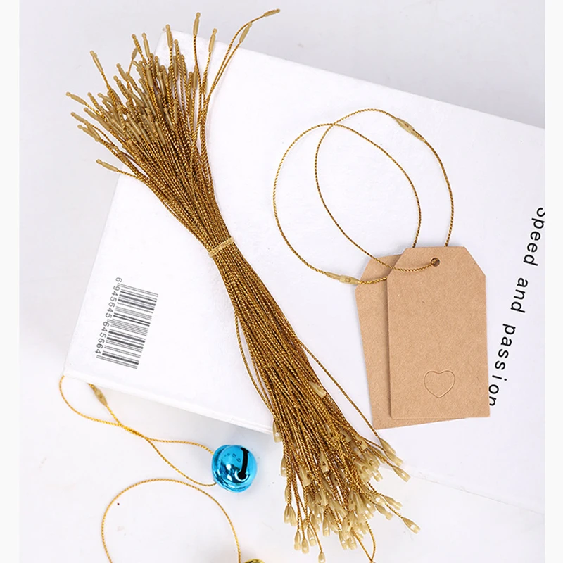 100pcs Gold Silver Tag String Garment Tag Hanging String Plastic Cotton ...