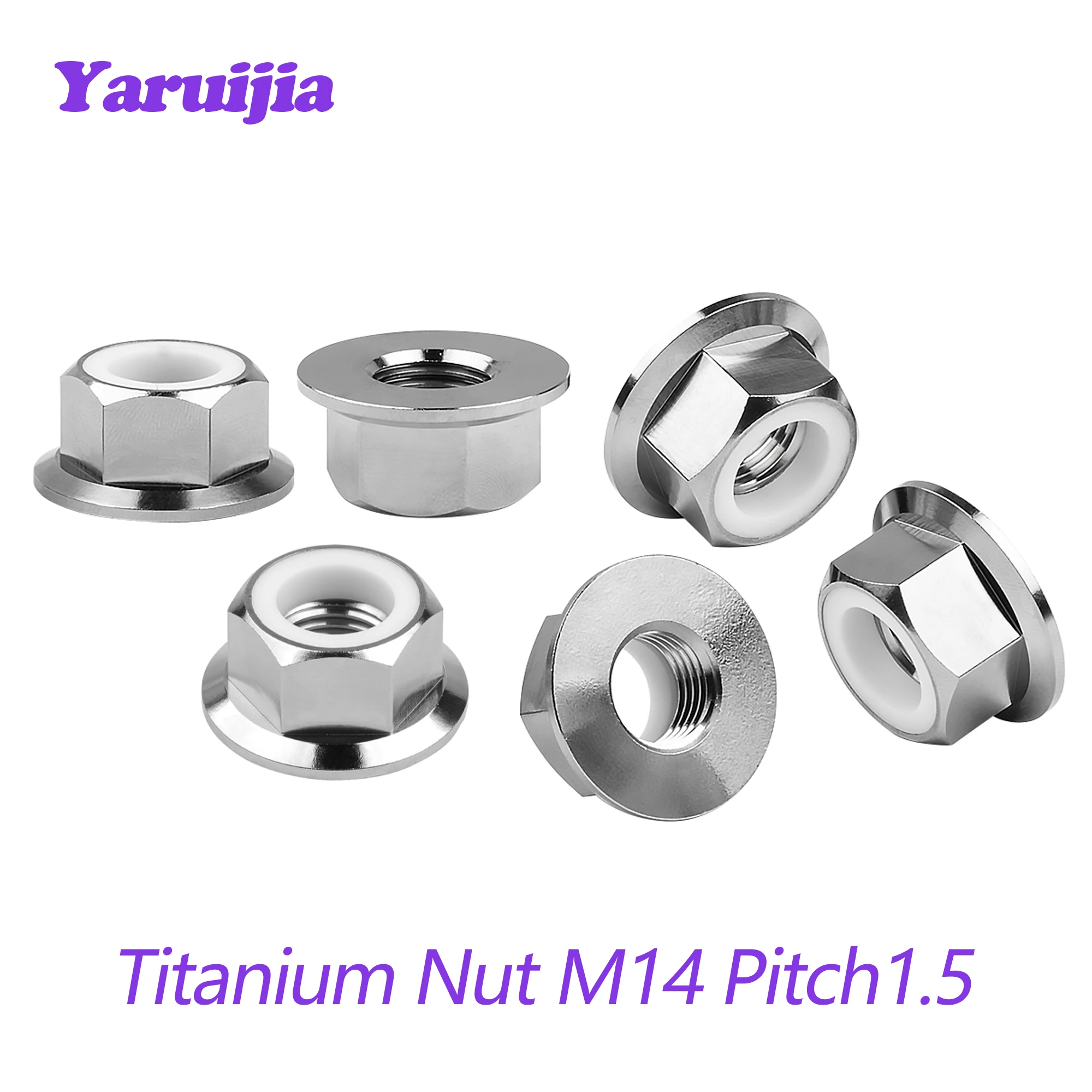 Yaruijia Titanium Nut M14 Pitch 1.5 Sprocket Flange Nylon Lock Nuts for ...