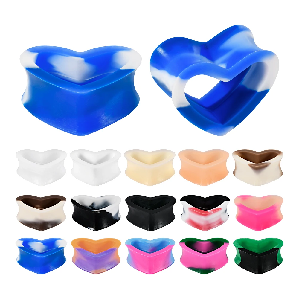 14-16 Uds. Túneles de oreja flexibles de silicona con forma de corazón ...