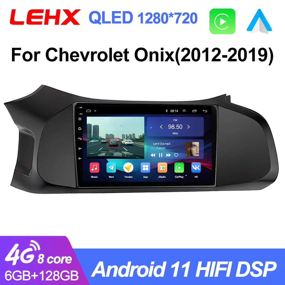 LEHX Multimídia Auto Rádio para Chevrolet Onix 2012 2019, L6 Pro, 8Core, 4G, 5G, Wi Fi, 2 Din ...