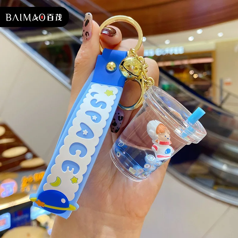 Creative-Crystal-Oiled-Square-Astronaut-Star-Keychain-Cute-Floating ...