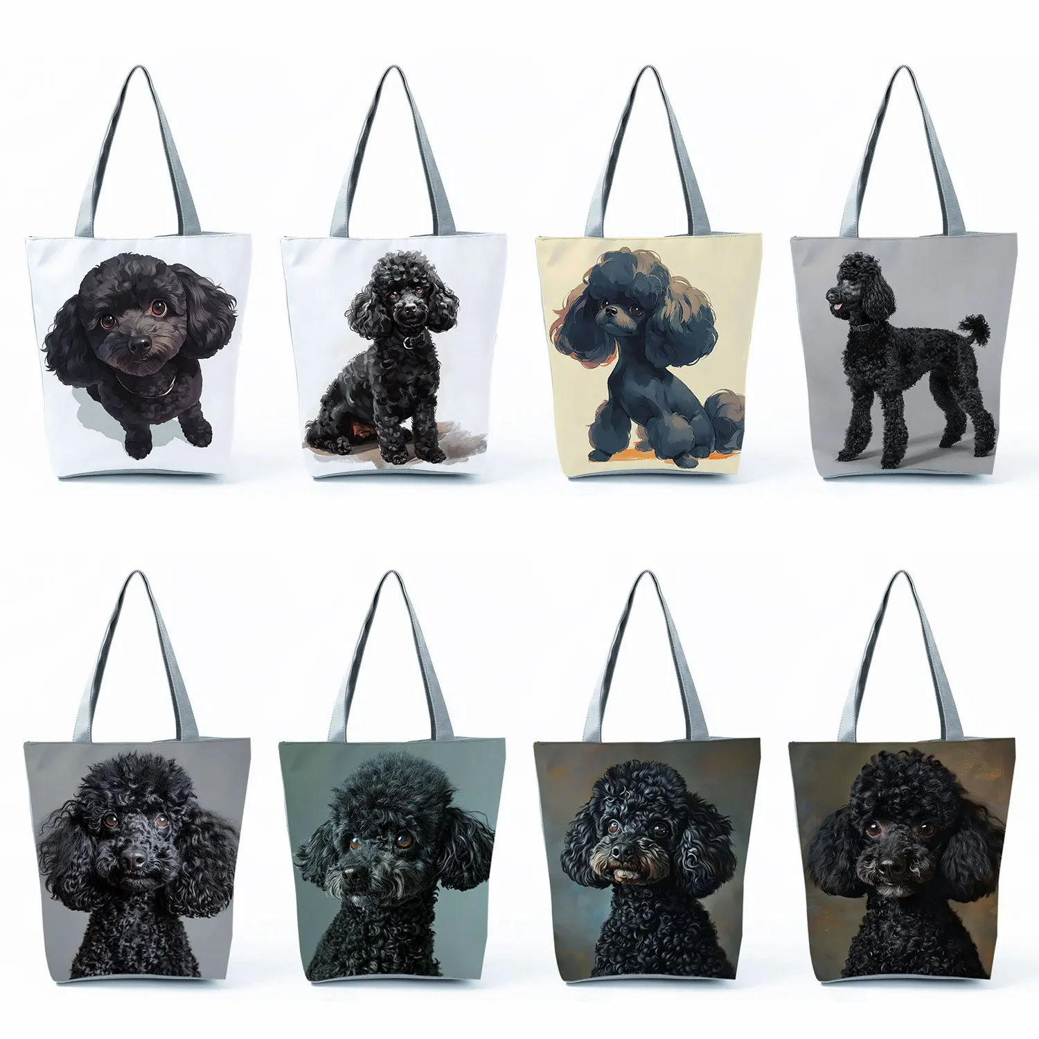Cute-Black-Poodle-Handbags-Groceries-Women-Shopping-Bags-Animal-Dogs ...